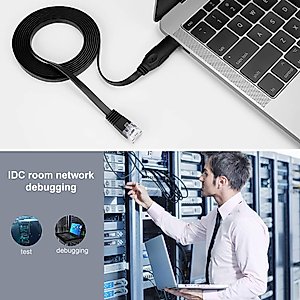 CableCreation USB C to RJ45 Console Cable 6 Feet USB Serial Adapter Compatible with Router, Cisco, NETGEAR, Windows, macOS, Linux, Black