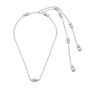 Asphire Vintage Bridal Pearl Back Chain Necklace Long Pendant Lariat Y Necklace Crystal Pearl 1920s Costume Wedding Accessories for Women