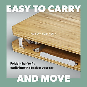 Dometic GO Compact Camp Table - Bamboo Table with Adjustable Height - Foldable and Portable | Carrying Case Sold Separately