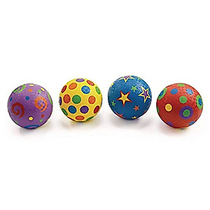 Excellerations 5 Inch Colorful Playground Balls Set of 4 for Toddler and Older Child, Perfect for Indoor and Outdoor Activities for Classroom or Home School, Kids Toy