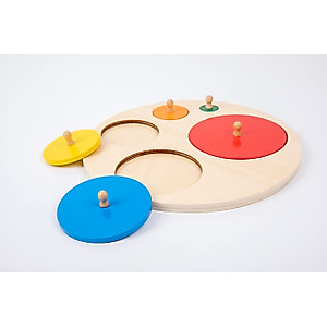 Montessori Toys for 3+ Years Old-Shape Puzzle Board,Wooden Peg Circle Puzzle,Jumbo Knob Puzzles for Baby Games Shape Sorter First Baby Puzzle for Toddler Gift for Boys Girls(Multiple Circle Puzzles)