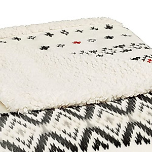 Eddie Bauer - Queen Blanket, Reversible Sherpa Fleece Bedding, Soft & Cozy Home Decor (Mountain Village Red, Queen)