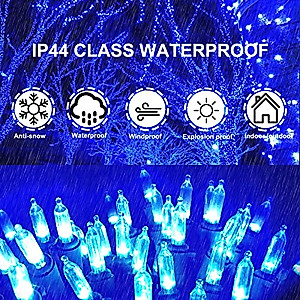 Heyworld Blue Christmas Lights, UL Certified 100 LED Mini Tree Lights, 33ft Xmas Lights, 120V Indoor & Outdoor String Lights, Waterproof Wire Lights for Christmas Tree, Patio, Garden, Home Decoration