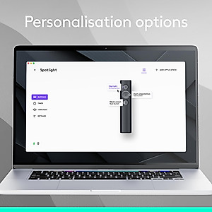 Logitech Spotlight Presentation Remote - Advanced Digital Highlighting with Bluetooth, Universal Presenter Clicker, 30M Range and Quick Charging – Black