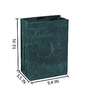 Denifiter Heavy Duty Waxed Canvas Reusable Lunch Bag, Plastic-Free, Hard Fabric, Durable For Women Men (Dark Green)