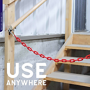 BISupply Red Plastic Chain Links - 125ft x 2in Plastic Barrier Chain for Safety Crowd Control or Plastic Links Halloween Decor Chains for Costumes