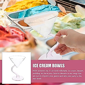 UPKOCH Glass Bowl Glass Footed Dessert Bowl Ice Cream Cup Parfait Fruit Cup Milk Shake Glass Cocktail Drinking Cup Juice Water Cups for Sundae Salad Condiment Trifle Pink Dessert Bowls