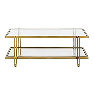 Henn&Hart 45" Wide Rectangular Coffee Table in Brass, Modern coffee tables for living room, studio apartment essentials