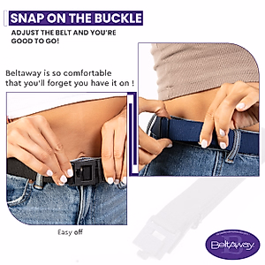 BELTAWAY - Elastic Belt For Women | Invisible Buckle Belts for Women | Elastic Bands | No Show Belt | Women's Adjustable Belt | Waist Belt | Stretchy Belt | Black One size 0-14