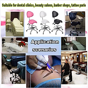 SFKLYU Saddle Stool Rolling Chair Tall Ergonomic Saddle Stool with Backrest Foot Rest Hydraulic Swivel Adjustable Height,Black