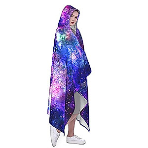 JASMODER Galaxy Constellation Hoodie Blanket Wearable Throw Blankets for Couch Blanket Hooded for Baby Kids Men Women