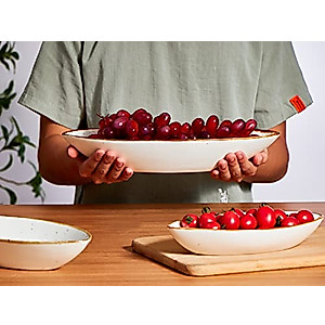 ONEMORE Serving Bowls, Large Ceramic Serving Bowl Set of 3, Porcelain Serving Dishes Oval Shape Serving Bowls Set - 10/25/35 oz