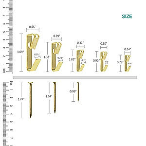 Picture Hanging Kit ， 10-100lbs Heavy Duty Picture Hangers ，140pcs Golden Picture Hanging Hooks，Picture Hooks Hardware for Picture Frame, Painting，Portraits , Mirror