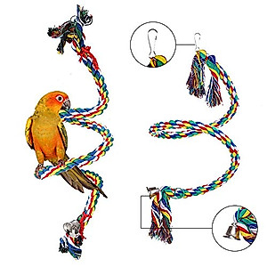 Bird Perch Stand Bird Rope Perch Bird Toys, for Parakeets Cockatiels, Conures, Macaws, Lovebirds, Finches Bird Cage Accessories (3 Pcs)