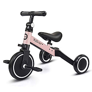 XJD 5 in 1 Kids Tricycles for 12 Month to 3 Years Old Toddler Bike Toddler Tricycle Boys Girls Tricycle for Toddlers 1-3 Baby Bike Balance Bike with Adjustable Seat Height and Removable Pedal
