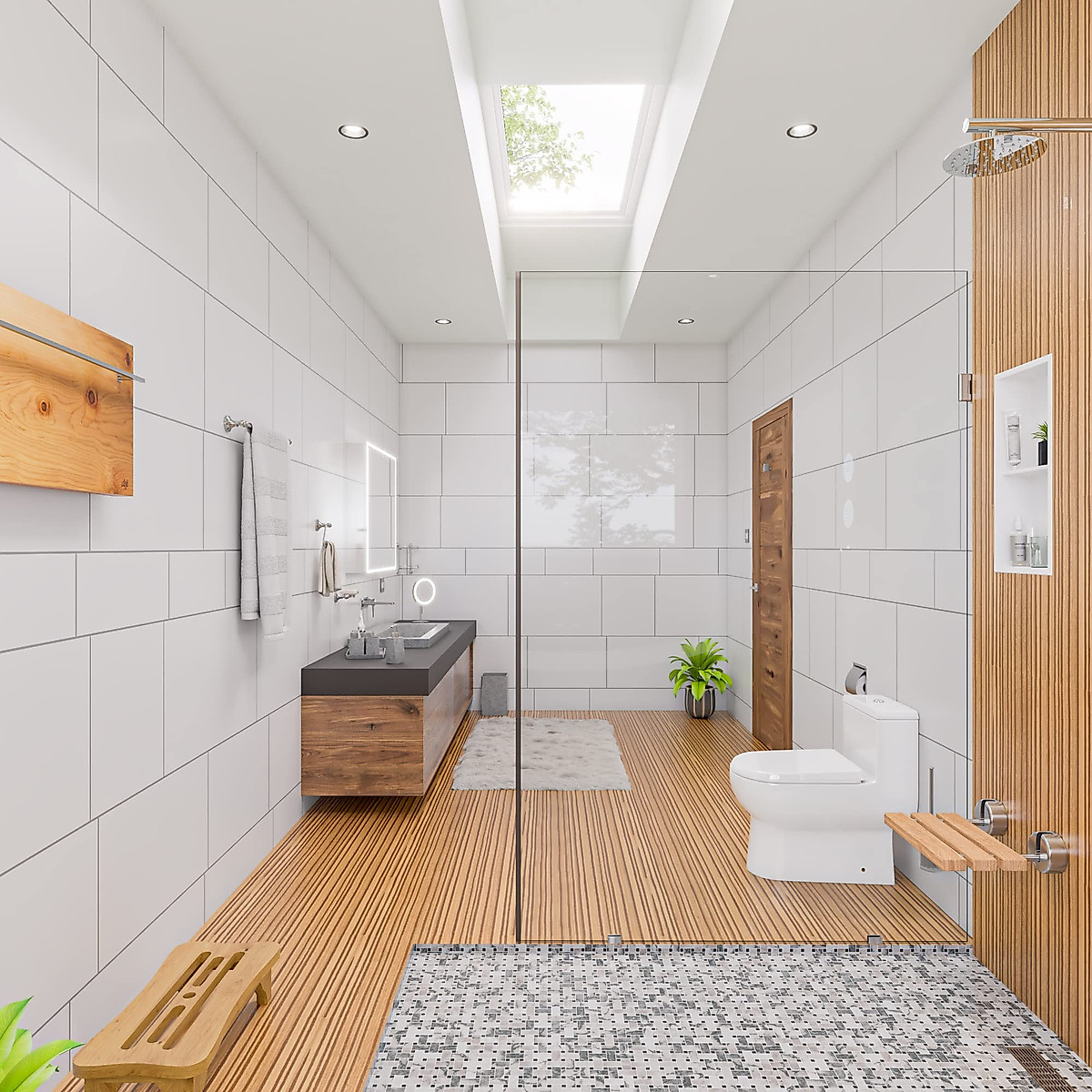 ALFI brand AB4408 24-Inch Solid Wood Stepping Stool for Easy Access