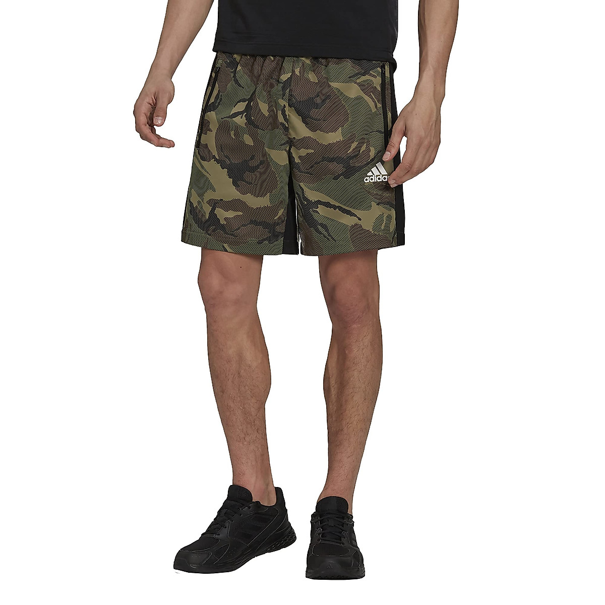 adidas Men's Big & Tall Designed 2 Move Camo Short, Orbit Green/White, Small/Long
