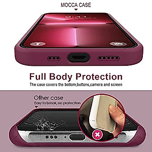MOCCA Compatible with iPhone 13 Pro Max Case 6.7inch with Ring Kickstand | Liquid Silicone |Microfiber Linner|Anti-Scratch Full-Body Shockproof Protective Case for iPhone 13 Pro Max Women Girl-WineRed
