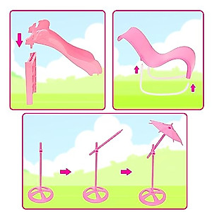 Yellow River Glam Doll Pool, 12" Summer Beach Bath Suit Doll Playset, with Slide, Umbrella and Chair. Gift for Girls Age 3 4 5 6 7 for Christmas (Doll Include)