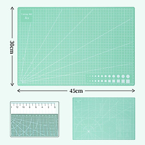 KALAIEN Self Healing Cutting Mat, 18"x12" Cutting Sewing Mat for Craft, 1 Pcs Pink Craft Knife,Steel Rule, 10 Pcs Stainless Steel Blade Kit