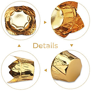 EUSOAR Disposable Baking Cups, 3.5 Ounce 50pcs Gold Tulip Cupcake Muffin Liners, Aluminum Foil Tulip Style Cupcake Cups, Foil Cups, Aluminum Cupcake Pan Ramekin Tins