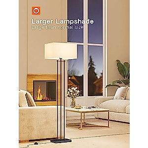 addlon Floor lamp for Living Room, Modern Standing lamp with Linen Shade, Decorative Simple Design Floor Lamps for Bedroom and Office - Black