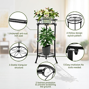 Plant Stands Indoor,Tall Metal Potted Plant Display Holder 2 Tier Patio Flower Pot Stands Anti-Rust Heavy Duty Multiple Stand Holder Shelf Rack(20.3'')