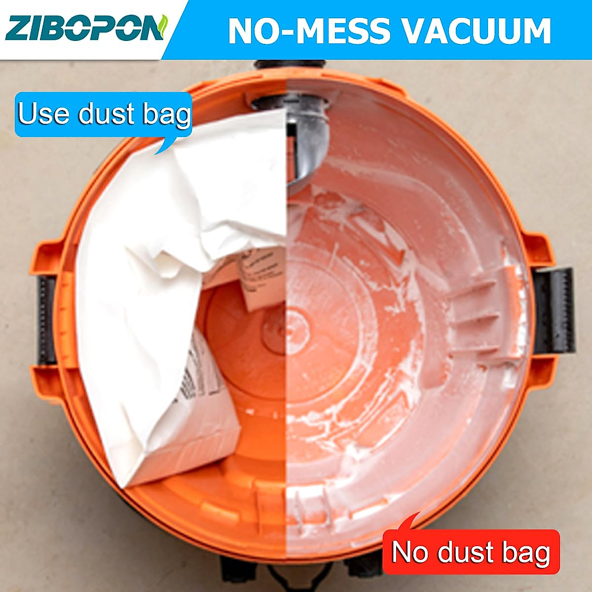 Zibopon VF3503 Vacuum Bags Compatible with Ridgid 5 to 10 Gallon Wet/Dry Vacs, Size B(10 Pack)