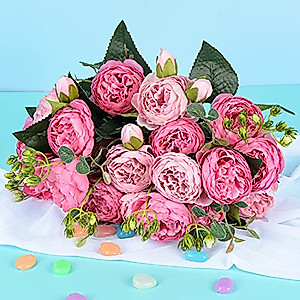 XONOR 4 Packs Artificial Peony Silk Flowers Fake Glorious Flower Bouquets for Wedding Party Bridal Home Decoration