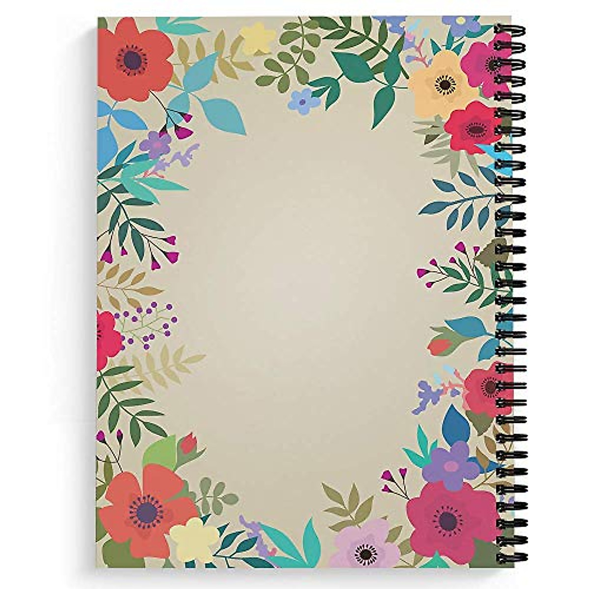 Softcover Be Happy 8.5" x 11" Funny Sloth Spiral Notebook/Journal, 120 Wide Ruled Pages, Durable Gloss Laminated Cover, Black Wire-o Spiral. Made in the USA