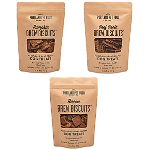 CRAFTED BY HUMANS LOVED BY DOGS Portland Pet Food Company Brew Biscuit Dog Treats (3 x 5 oz Bags Variety Pack) – Mixed Flavors –All Natural, Human-Grade, USA-Sourced and Made