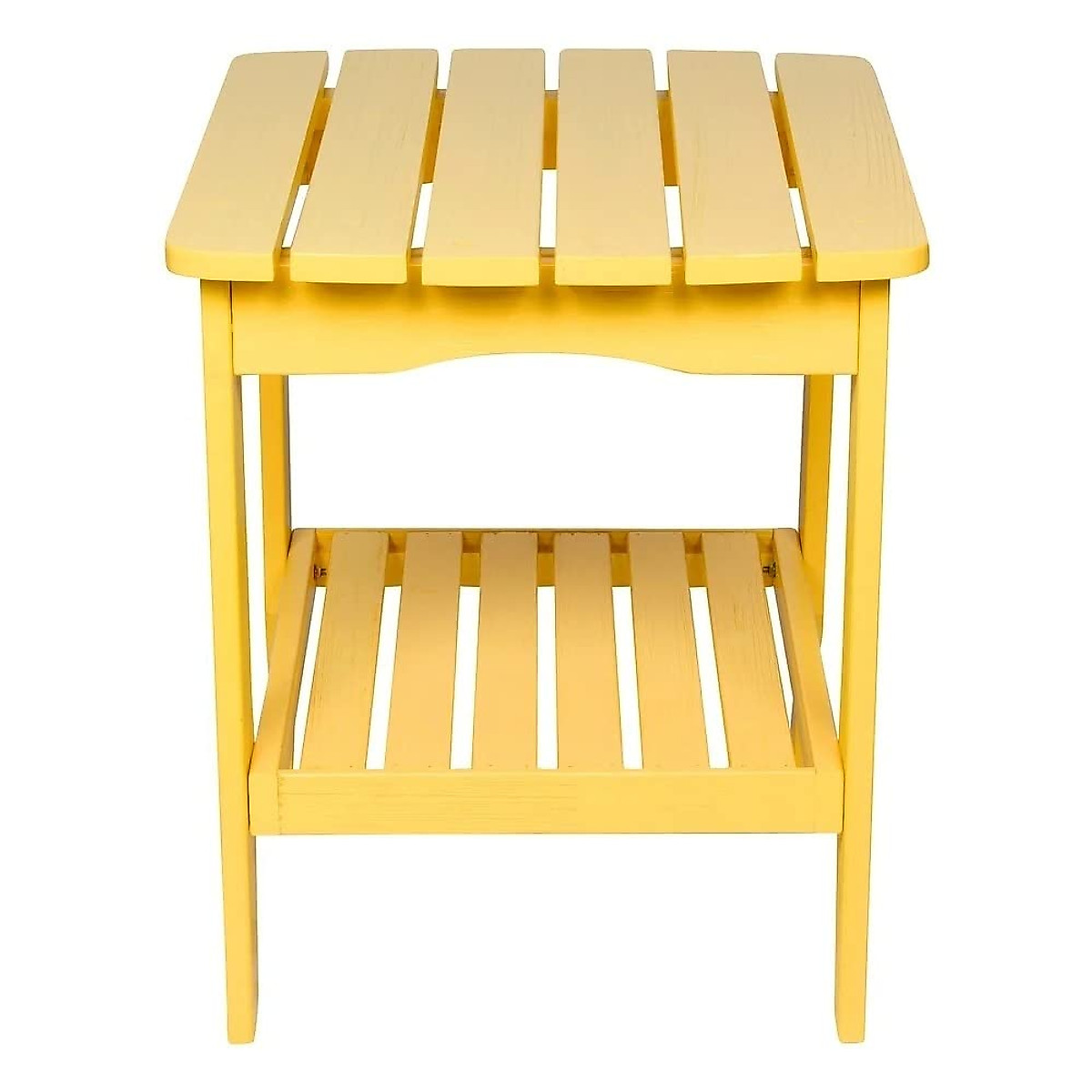 Classic Adirondack Rectangle Patio Table With Slated Top & Genuine Cedar Wood Construction 24"Lx19"Wx22"H | Lemon Yellow Color Weatherproof Finish Best For Indoor Outdoor Use | Water & Rust Resistant