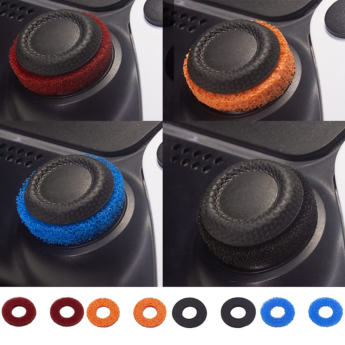 16PCS Aim Assist Target Motion Precision Control Rings Compatible with Playstation controller PS4 PS5 Controller - 4 Colors 4 Different Strength
