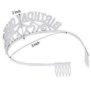 AOPRIE Birthday Tiara for Women Silver Birthday Queen Headband Happy Birthday Tiara and Crown for Women Rhinestone Crystal Decor