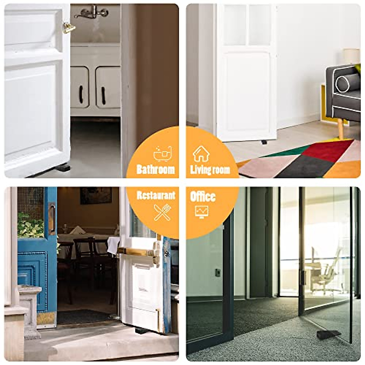 TAROSE Door Stoppers for Bottom of Door, Rubber Door Stops Wedge, Sturdy Stackable Doorstop Works on All Floor Surfaces Height up to 1 Inches - 2 Pack Black