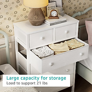 BOLUO White Chest of Drawers for Bedroom Dresser with 6 Drawer Fabric Dressers for Closet Girls Modern
