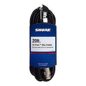 Shure C20AHZ 20-Feet Cable with 1/4-Inch Phone Plug on Equipment End (Pin 2 Hot)
