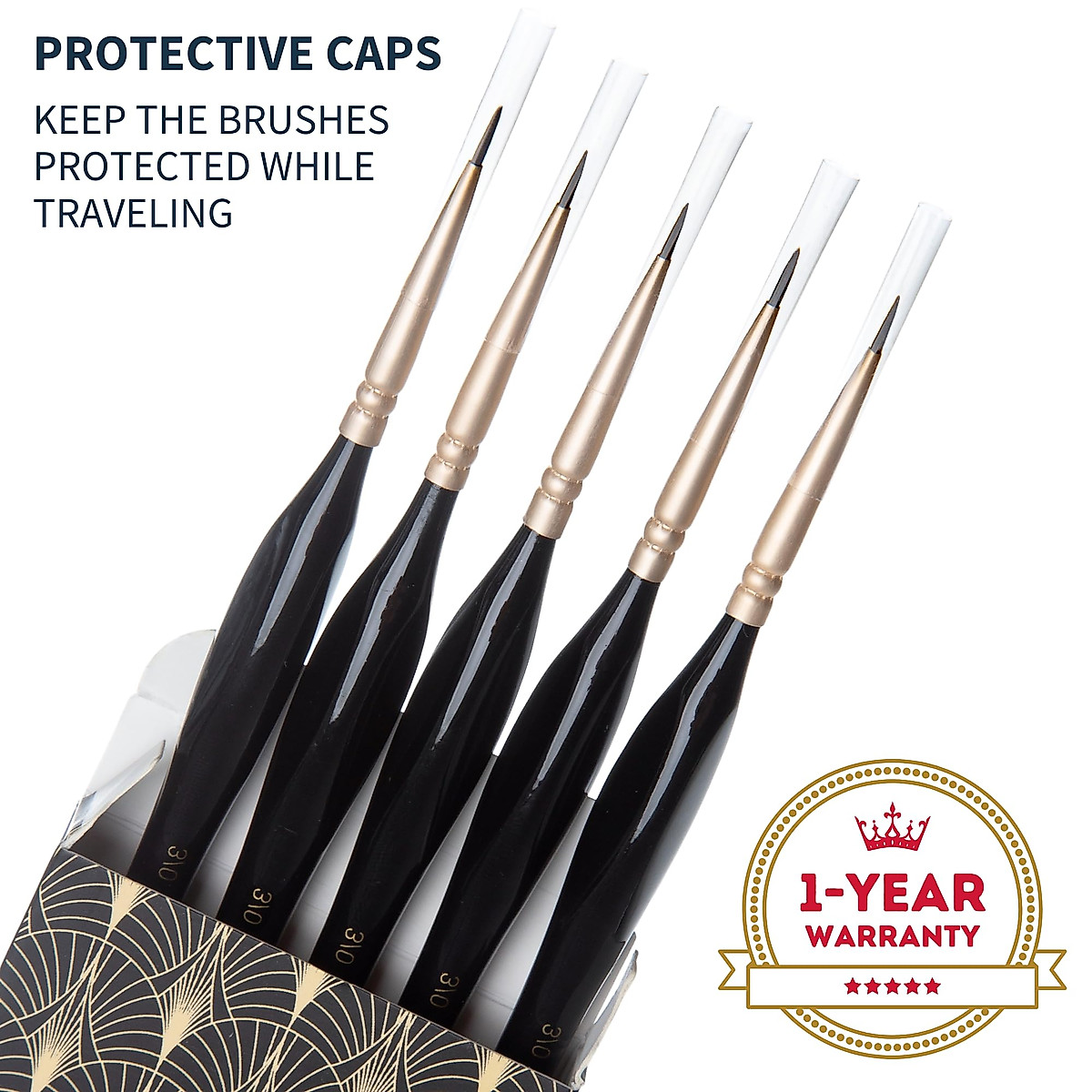 ARTEGRIA Detail Paint Brush Set - 5 Miniature Paint Brushes Size Round 3/0 000 - Fine Tips Ergonomic Handles for Small Scale Models Warhammer 40k Paint by Numbers for Adults - Acrylic Watercolor Oil