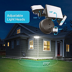 Olafus 65W Flood Light Outdoor Motion Sensor Light, LED Security Light IP65 Waterproof, 6000LM Motion Activated Light 3 Head Floodlight, 6500K Exterior Sensor Light for Garage Yard Porch Patio, Brown