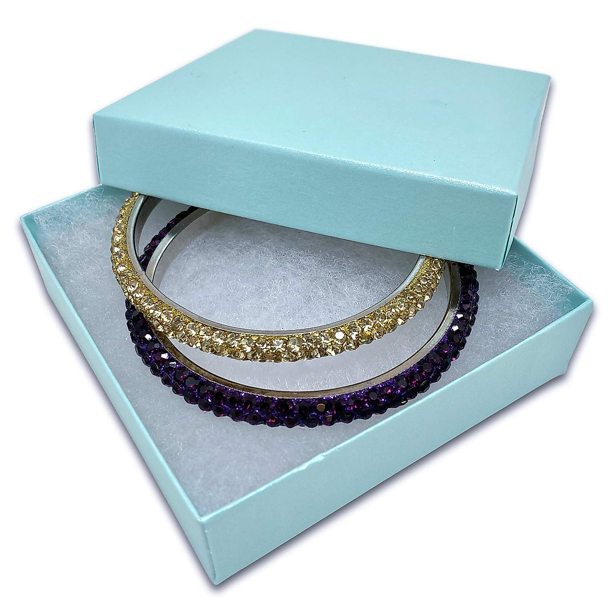 TheDisplayGuys - 100-Pack #33 Cotton Filled Cardboard Paper Jewelry Boxes Gift Case - Pearl Teal (3.5" x 3.5" x 1.0") - for Shipping or Storage