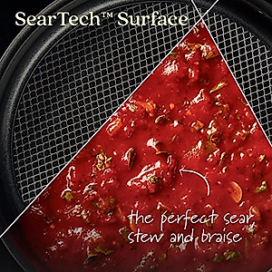 Anolon X SearTech Aluminum Nonstick Saute Pan with Lid, 3.5-Quart, Super Dark Gray