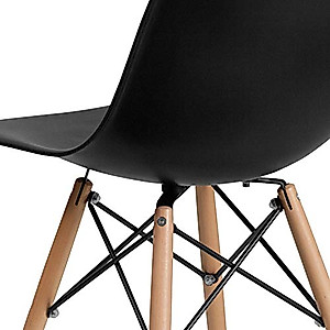 Flash Furniture Elon Series Black Plastic Chair with Wooden Legs