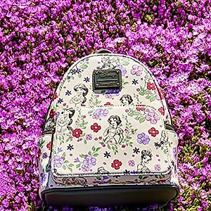 Loungefly Disney Princesses Sketch Floral All Over Print Womens Double Strap Shoulder Bag Purse