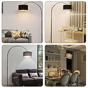 Arc Floor Lamp Modern Standing Lamp for Living Room Dimmable 72” Tall Floor Lamp Stand Up Reading Lamp Over Couch with Hanging Drum Shade Marble Base for Bedroom Reading Study Office