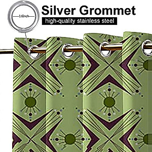 LANQiAO Outdoor Patio Curtains, Atomic Boomerang Outdoor Curtain for Balcony Hermal Insulated Water Repellent Drape for Balcony W120 x L108