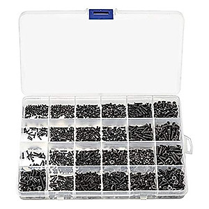 720Pcs Countersunk Flat Head Mini Screw Set M1.4 M1.7 M2 M2.5 M3 Carbon Steel for Computer Notebook for Laptop Screws Kit - (Black) SCRW-097103