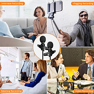 Lavalier Lapel Microphone Complete Set - Professional Omnidirectional Condenser Grade Audio Video Recording Mic for Android/iPhone/PC/Camera for Interview, YouTube, Video Conference, Podcast