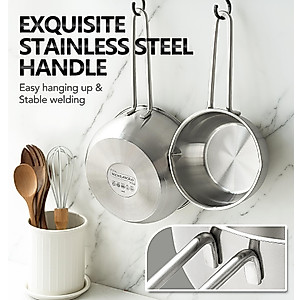 MICHELANGELO Stainless Steel Saucepan with Lid & Pour Spout 1QT & 2QT & 3QT, Tri-Ply Bottom Sauce Pan Set, Sauce Pot Set - 6 Pcs