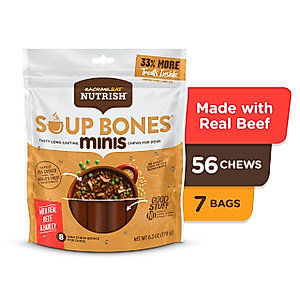 Nutrish Rachael Ray Soup Bones Minis Dog Chews with Real Beef & Barley, 8 Chews, 6.3 oz Pouch (Pack of 7)