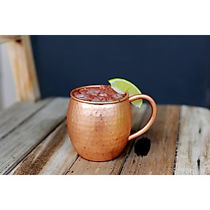 Alchemade Copper Barrel Mug for Moscow Mules - 16 oz - 100% Pure Hammered Copper - Heavy Gauge - No lining - includes FREE E-Recipe book